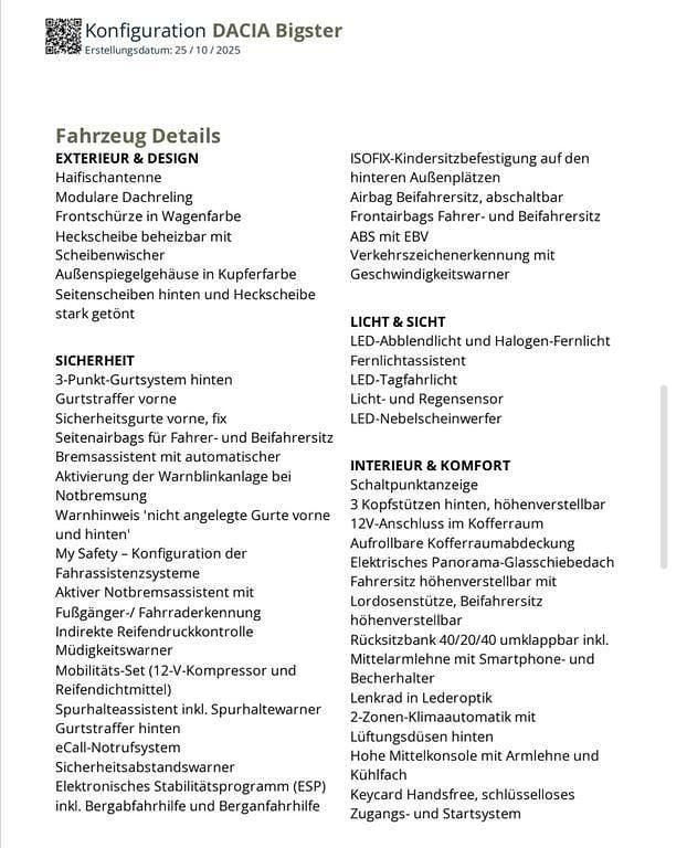 Gebraucht 2025 Dacia Bigster Extreme 156 PS SUV – Nordrhein-Westfalen ...